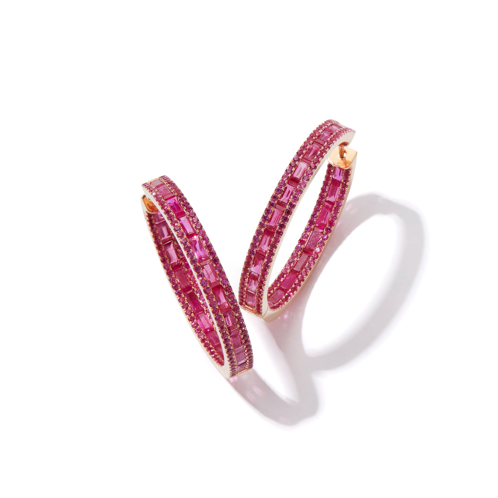 Hot Pink Sapphire Origami Hoops – Katherine Jetter Ltd.